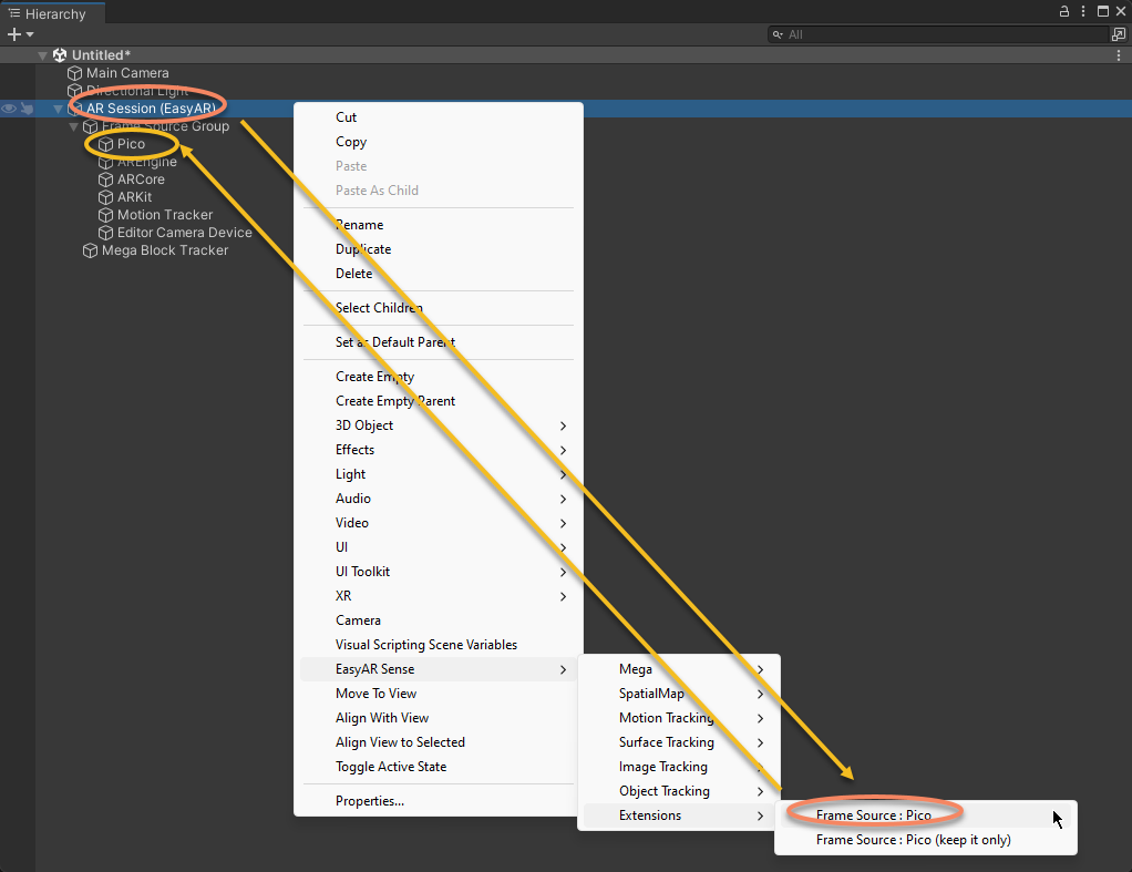从零创建可运行的工程 — EasyAR Mega 文档